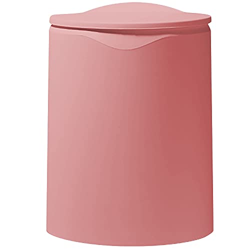 Modern Trash Can with Lid - Double Barrel Garbage Can - One Press Cover Motion Trash Can - Waterproof Waste Basket with Plastic Bin Garbage Bag Liner - Pink Trash Can, 8-Liter/2.1Gal Capacity