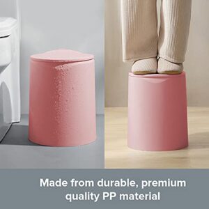 Modern Trash Can with Lid - Double Barrel Garbage Can - One Press Cover Motion Trash Can - Waterproof Waste Basket with Plastic Bin Garbage Bag Liner - Pink Trash Can, 8-Liter/2.1Gal Capacity