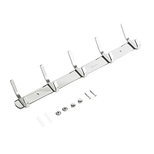 YISMAN Coat Rack Wall Mounted Stainless Steel Clothes Hanger with 6 Double Dual Hooks, Use for Towel Hat Purse Clothes Jacket Backpack (Set of 2)