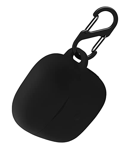 Geiomoo Silicone Carrying Case Compatible with SoundPEATS Air3, Portable Scratch Shock Resistant Cover with Carabiner (Black)