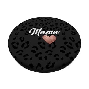 Mama Heart Black Leopard Cute Love Matching Family Mom Mommy PopSockets Swappable PopGrip