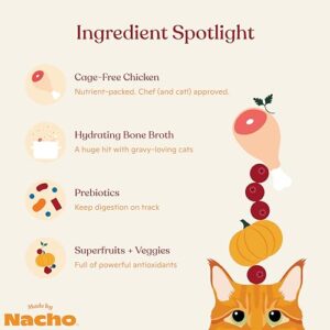 Made by Nacho Wet Cat Food, Cuts in Gravy, Cage-Free Chicken Recipe with Bone Broth for Extra Hydration, (24) 3 oz. Pouches