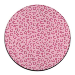 Luxury Soft Round Area Rug Home Decor for Bedroom Living Room Office, Pink Cheetah Leopard, Fashion Throw Rug Circle Carpet, 5ft Diameter