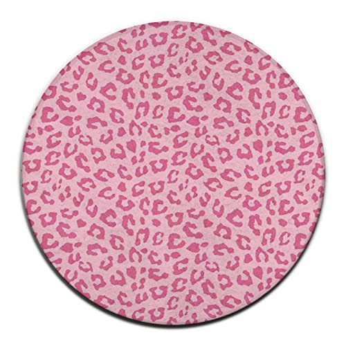 Luxury Soft Round Area Rug Home Decor for Bedroom Living Room Office, Pink Cheetah Leopard, Fashion Throw Rug Circle Carpet, 5ft Diameter