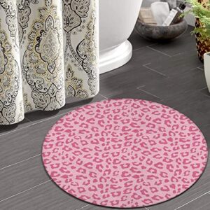 Luxury Soft Round Area Rug Home Decor for Bedroom Living Room Office, Pink Cheetah Leopard, Fashion Throw Rug Circle Carpet, 5ft Diameter