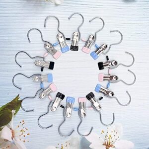 15 Pcs Laundry Hanging Hooks Set, Stainless Steel Hanging Hold Clips Portable Stainless Steel Home Travel Hangers Clips