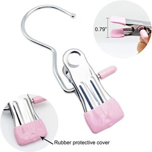 15 Pcs Laundry Hanging Hooks Set, Stainless Steel Hanging Hold Clips Portable Stainless Steel Home Travel Hangers Clips