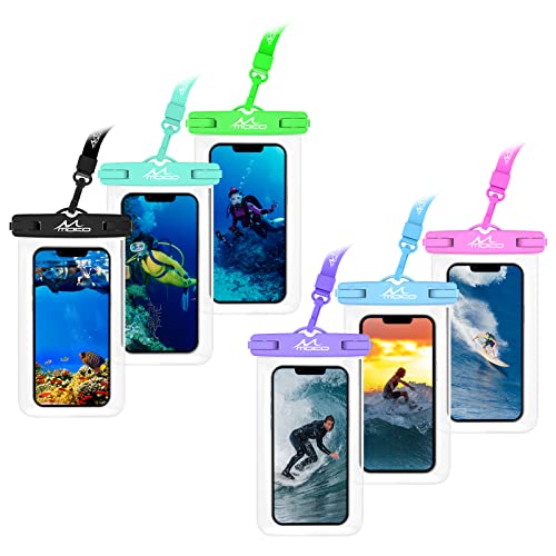 MoKo Universal Waterproof Phone Pouch 6Pack, IPX8 Phone Case Dry Bag Compatible with iPhone 14 13 12 11 Pro Max, XS Max/XR/SE 3, Galaxy S21 Ultra, Note 10 Plus/20 Ultra