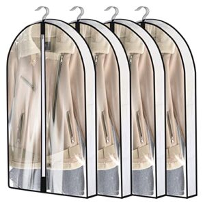 40" garment bags, 4" gusseted suit cloth bags for hanging clothes closet storage travel for coats sweaters shirts suits dress costumes