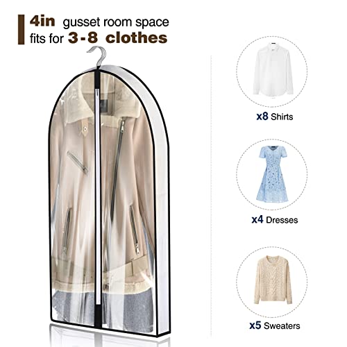 40" Garment Bags, 4" Gusseted Suit Cloth Bags for Hanging Clothes Closet Storage Travel for Coats Sweaters Shirts Suits Dress Costumes