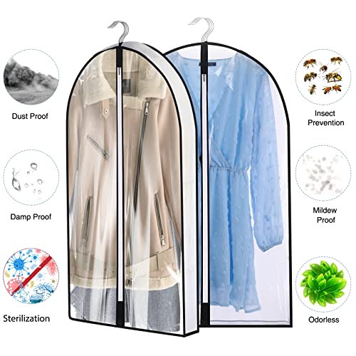 40" Garment Bags, 4" Gusseted Suit Cloth Bags for Hanging Clothes Closet Storage Travel for Coats Sweaters Shirts Suits Dress Costumes