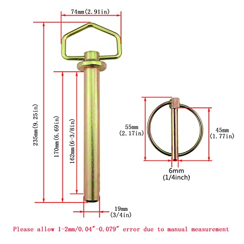 NRC&XRC Hitch Pin with Chain Accessories for Tractors, 3/4 by 6-1/4-Inch