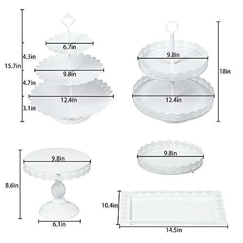 PETKABOO 5 Pack Cake Stand Set, Cupcake Holder Dessert Display Plate Decor Serving Platter for Birthday Party Wedding Baby Shower Festival Prom Home Decoration(White)