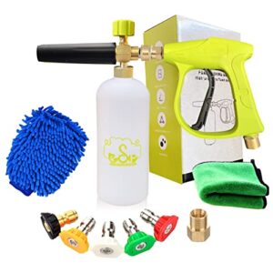 esp car wash foam gun high pressure car washer household water gun foam generator washing snow foam blaster 5 nozzle tip m22 adapter with 1 liter bottle washing mitts towel