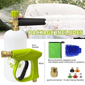 ESP Car Wash Foam Gun High Pressure Car Washer Household Water Gun Foam Generator Washing Snow Foam Blaster 5 Nozzle Tip M22 Adapter with 1 Liter Bottle Washing Mitts Towel