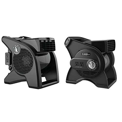 Lasko High Velocity Pro-Performance Pivoting Utility Fan for Cooling, Black Grey & U12104 High Velocity Pro Pivoting Utility Fan for Cooling, Ventilating, 12.2 x 9.6 x 12.3 inches, Black