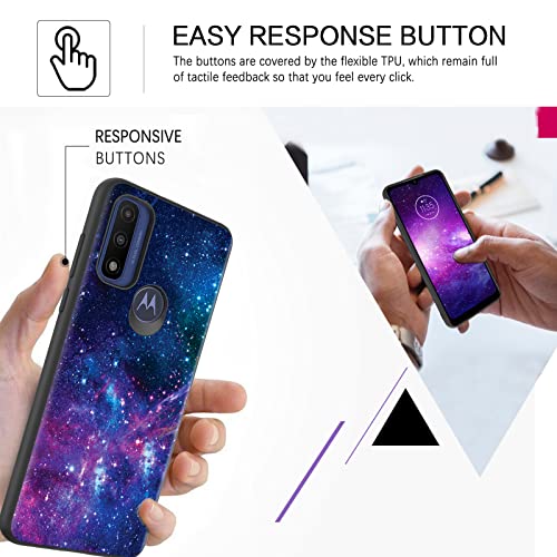 BENTOBEN Compatible with Moto G Pure Case, Slim Fit Glow in The Dark Soft Flexible Bumper Protective Anti Scratch Non-Slip Cases Cover for Motorola Moto G Pure (2021) 6.5 Inch, Nebula/Galaxy Design