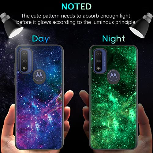 BENTOBEN Compatible with Moto G Pure Case, Slim Fit Glow in The Dark Soft Flexible Bumper Protective Anti Scratch Non-Slip Cases Cover for Motorola Moto G Pure (2021) 6.5 Inch, Nebula/Galaxy Design