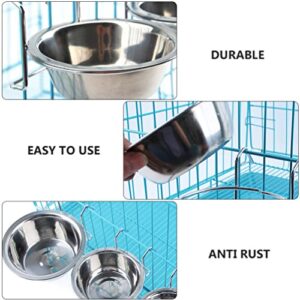 Generic 2 Sets Stainless Steel Pet Feeder Hanging Parrot Bowls Dog Water Container Bird Cage Accessories for Pet Dog Cat Bird Size M