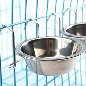 Generic 2 Sets Stainless Steel Pet Feeder Hanging Parrot Bowls Dog Water Container Bird Cage Accessories for Pet Dog Cat Bird Size M