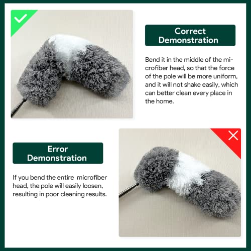 YVYV Microfiber Feather Duster 4PCS - Extendable & Bendable Dusters with Long Extension Pole, Washable Lightweight Dusters for Cleaning Ceiling Fan, High Ceiling, Blinds, Furniture, Cars