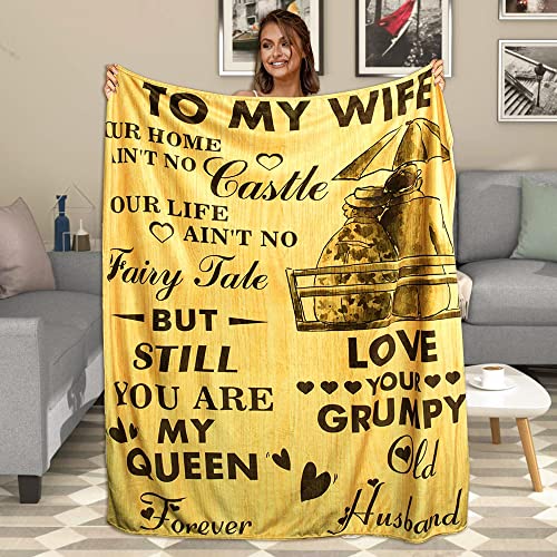 Gifts for Wife, to My Wife Blanket 50" x 60", Romantic Gifts for Wife, Gift for Wife from Husband, Soft Throw Blanket for Wife Birthday Wedding Valentine's Mother's Day Christmas