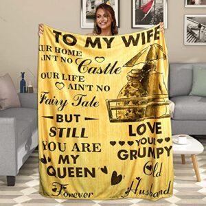 gifts for wife, to my wife blanket 50" x 60", romantic gifts for wife, gift for wife from husband, soft throw blanket for wife birthday wedding valentine's mother's day christmas