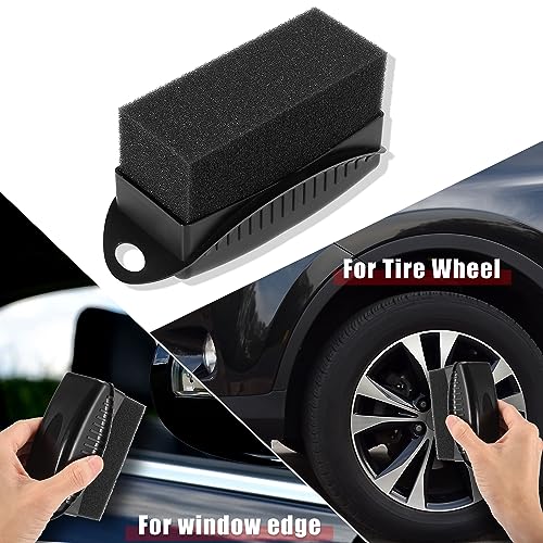 X AUTOHAUX 6X Tire Tyre Wheel Rim Trim Contour Detailing Dressing Shine Applicator Pad Sponge Foam Brush for Car Truck Tires Waxing Polishing Cleaning Wipe Washing Without Lid & Handle Black