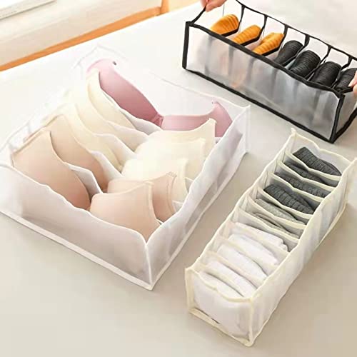 MENGHUONIAN 7Grid Washable Wardrobe Clothes Organizers and Storage Wardrobe - Wardrobe Clothes Organizer (Off White,5PCS Jeans-Leggings-Bra-Panties-Socks)