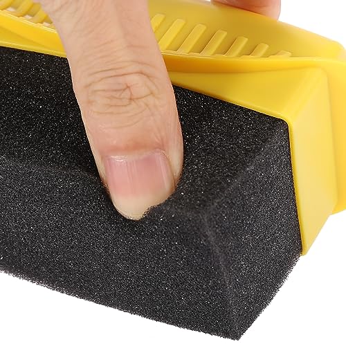 X AUTOHAUX 2X Tire Tyre Wheel Rim Trim Contour Detailing Dressing Shine Applicator Pad Sponge Foam Brush for Car Truck Tires Waxing Polishing Cleaning Wipe Washing with Lid No Handle Yellow