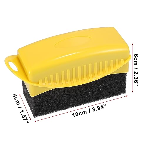 X AUTOHAUX 2X Tire Tyre Wheel Rim Trim Contour Detailing Dressing Shine Applicator Pad Sponge Foam Brush for Car Truck Tires Waxing Polishing Cleaning Wipe Washing with Lid No Handle Yellow