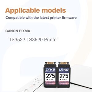 L2KB Printer Ink 275 Black Remanufactured Replacements for Canon PG-275 Ink Cartridges for Canon TS3522 TS3520 Printer(1 Black)