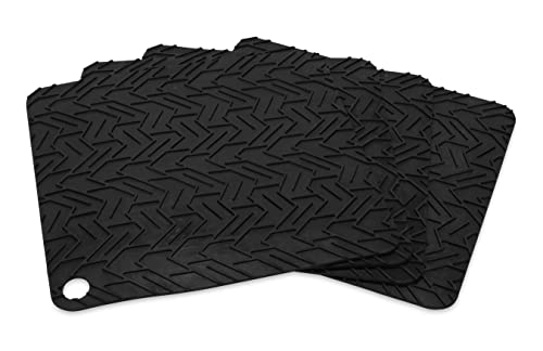 Camco Flexible Grip Pads for RV Leveling Blocks, 10-Inches (L) x 9 ½-Inches (W) | Protects Your Leveling Blocks from Uneven Surfaces | Easy to Carry and Store | 4-Pack (44529), Black