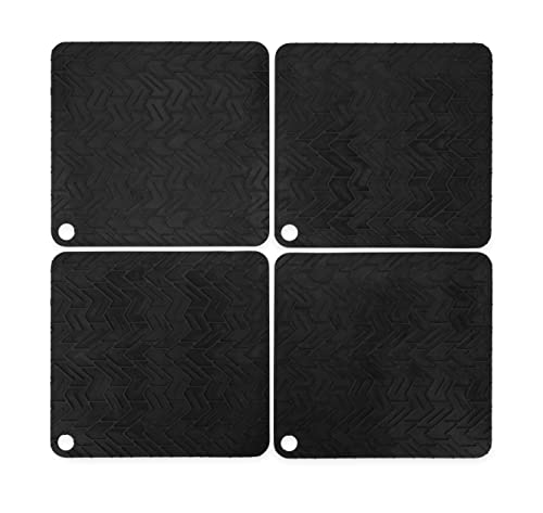 Camco Flexible Grip Pads for RV Leveling Blocks, 10-Inches (L) x 9 ½-Inches (W) | Protects Your Leveling Blocks from Uneven Surfaces | Easy to Carry and Store | 4-Pack (44529), Black