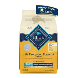 blue buffalo life protection formula natural adult small breed healthy weight dry dog food, chicken and brown rice 5-lb trial size bag