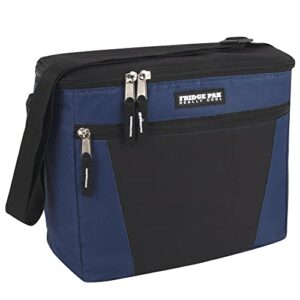 fridge pak insulated adult lunch box & 12 can large capacity can cooler bag (blue/black)