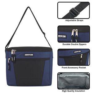 Fridge Pak Insulated Adult Lunch Box & 12 Can Large Capacity Can Cooler Bag (Blue/Black)