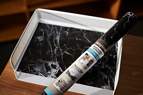 EasyLiner Adhesive Shelf Liner for Cabinets & Cupboards, Easy to Install & Cut to Fit, Self-Adhesive Shelf Paper, Peel and Stick, Easy to Clean & Removable, 90 Total Feet, Black Marble,20 in. x 15 ft.