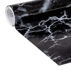 EasyLiner Adhesive Shelf Liner for Cabinets & Cupboards, Easy to Install & Cut to Fit, Self-Adhesive Shelf Paper, Peel and Stick, Easy to Clean & Removable, 90 Total Feet, Black Marble,20 in. x 15 ft.