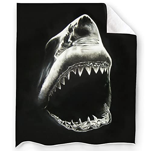 Shark Black Blanket Soft Fleece Throw Blanket Plush Weighted Blankets for Couch Bed Living Room