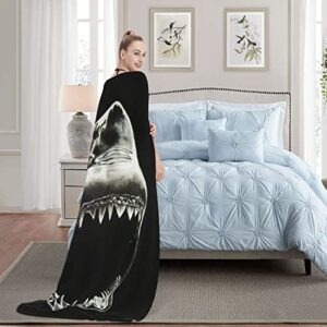 Shark Black Blanket Soft Fleece Throw Blanket Plush Weighted Blankets for Couch Bed Living Room