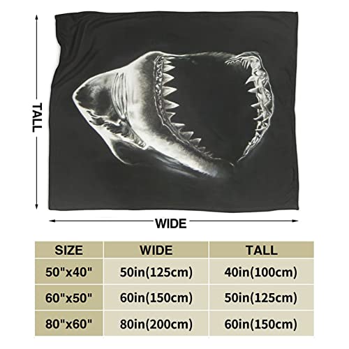 Shark Black Blanket Soft Fleece Throw Blanket Plush Weighted Blankets for Couch Bed Living Room