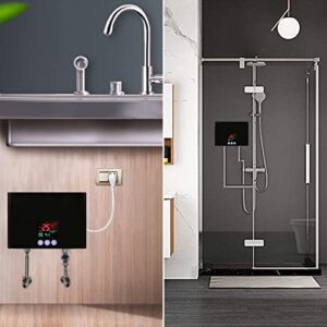 3000W Tankless Mini Hot Water Heater Under Sink 110V Thermostatic Washing Heating System with Remote Control Digital Display for Home Kitchen Bathroom (Black)