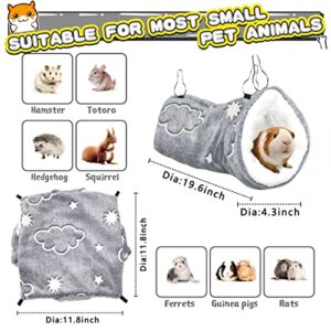 LEFTSTARER Noctilucent Luminous Guinea Pig Rat Hammock Bunkbed Hanging Tunnel and Soft Bed Mat for Ferret Hedgehog Squirrel Hideout Cage Accessories (1.Tunnel and Bunkbed Hammock)