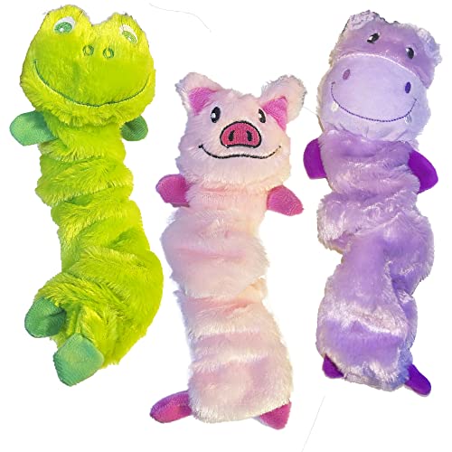 JALOUSIE 5 Pack Dog Bungee Stretch Toy Squeaky Dog Crinkle Chew Toy - Stuffingless Crinkle Paper Body No Mess - Sealed Stuffed Squeaky Head - Interactive Play Dog Crinkle Paper Sound Toy Value Bundle