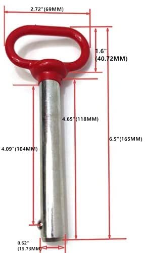 5/8" x 4" Red Handle Detent Pin Quick Release Hitch Pin for Simple Insertion and Remove,Trailer,Automatic Equipment Multipurpose Pin