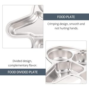 Hemoton Snack Steel Plates Stainless Steel Divided Dinner Plate Airplane Shaped Divided Dinner Tray Platter Food Serving Tray for Adults Picky Eaters Campers Stainless