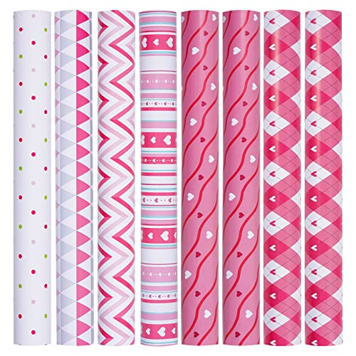 Wrapping Paper Sheets - Folded Flat Valentine Pattern Paper Pack Set Gift Wrap 27.5" x 19.7" Decorative Paper for Weddings,Valentine, Birthday, Romantic Gifts 8 Sheets