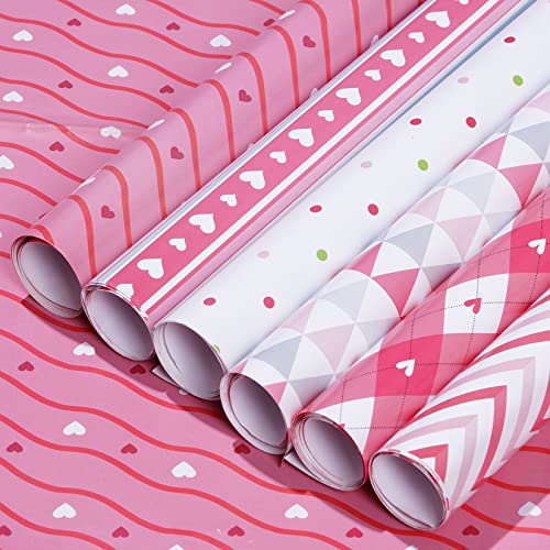 Wrapping Paper Sheets - Folded Flat Valentine Pattern Paper Pack Set Gift Wrap 27.5" x 19.7" Decorative Paper for Weddings,Valentine, Birthday, Romantic Gifts 8 Sheets