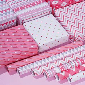 Wrapping Paper Sheets - Folded Flat Valentine Pattern Paper Pack Set Gift Wrap 27.5" x 19.7" Decorative Paper for Weddings,Valentine, Birthday, Romantic Gifts 8 Sheets